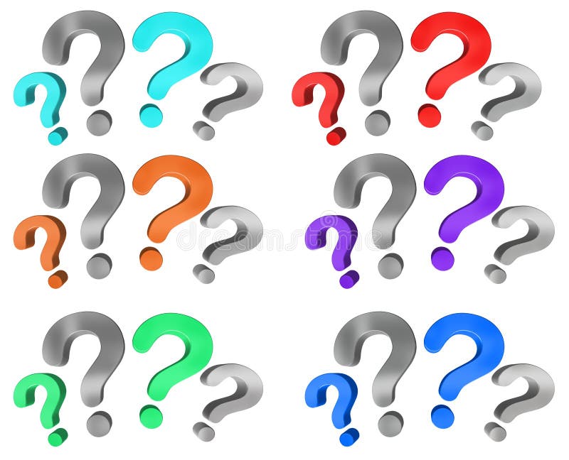 Colorful Question Marks Collection 3D Rendering Stock Illustration ...