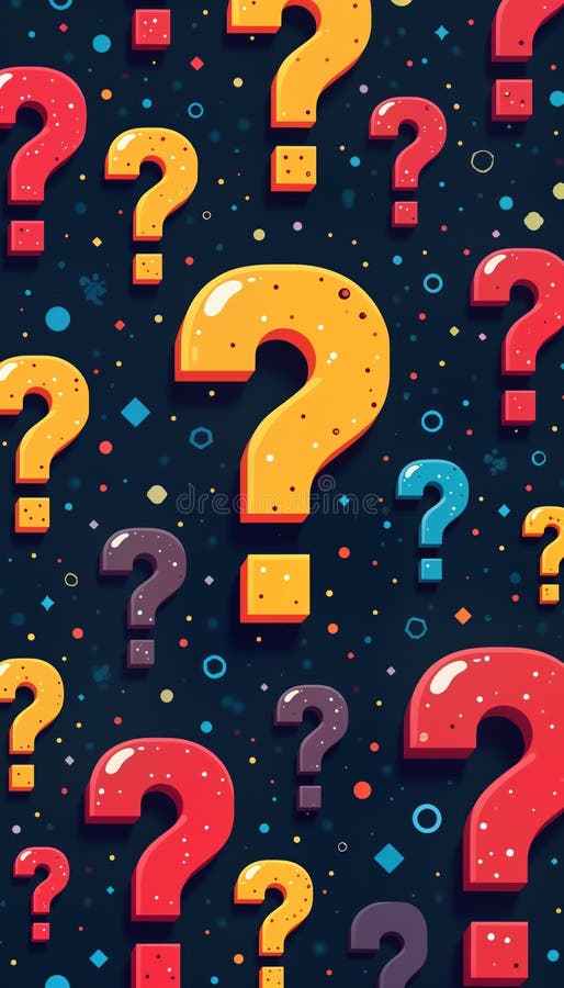 Colorful Question Marks Create Vibrant Pattern on Dark Background ...
