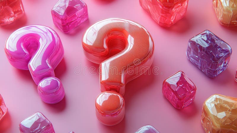 Colorful Question Marks in 3D on Pink Background. Generative AI Stock ...