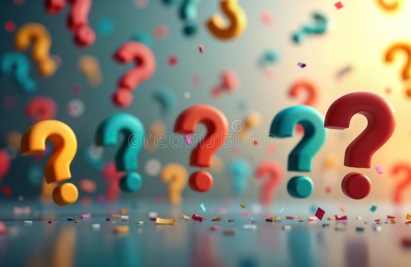 Colorful Question Marks Float in Air Creating Visual Puzzle. Floating ...