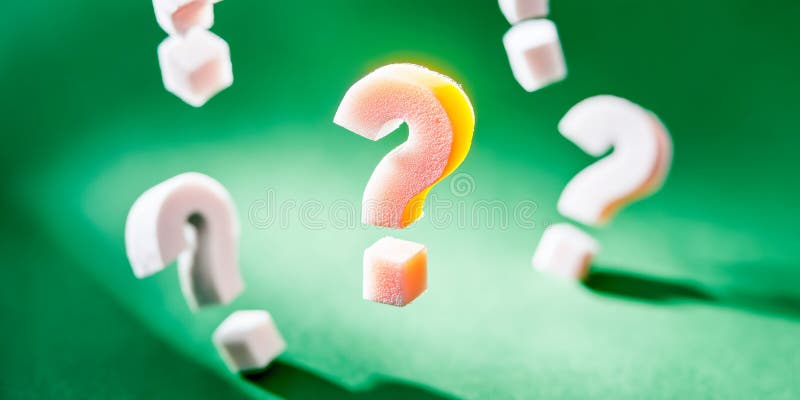 Colorful Question Marks Floating Above a Green Background Creating a ...