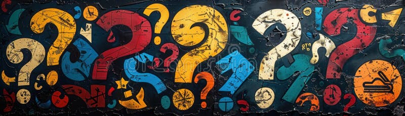 Colorful Question Marks Painted on a Black Background Stock Image ...
