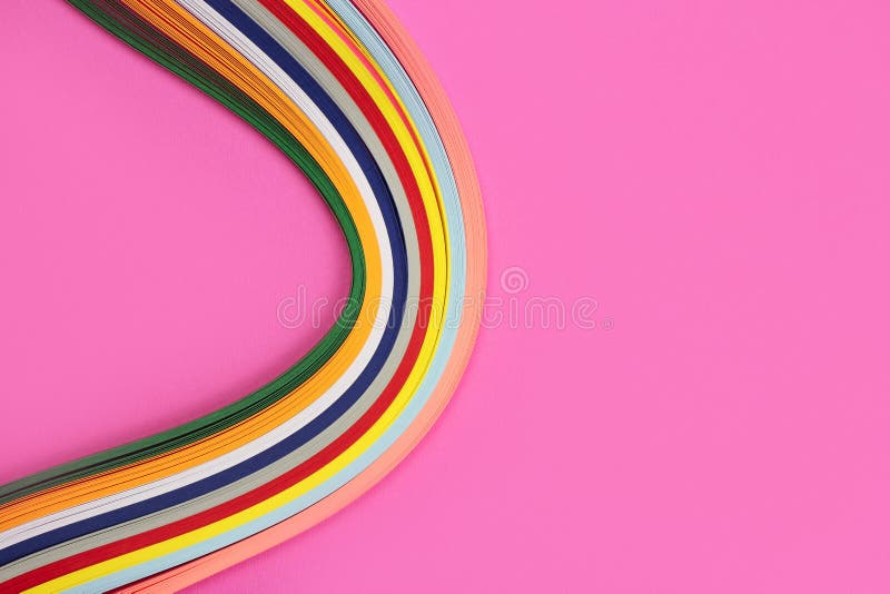 Colorful Quilling, Twisting Paper, Abstract Rainbow on Pink Background ...