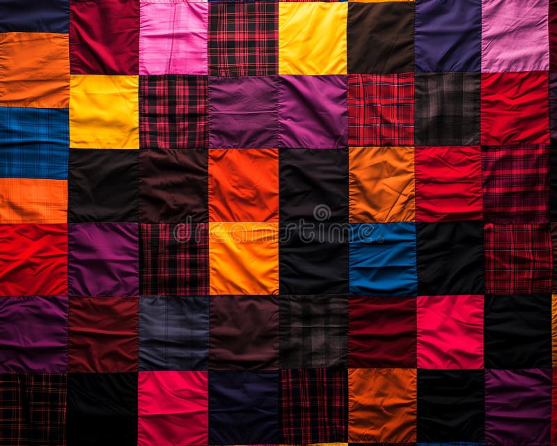 Colorful Quilt Patchwork Design with Varied Textures and Patterns ...
