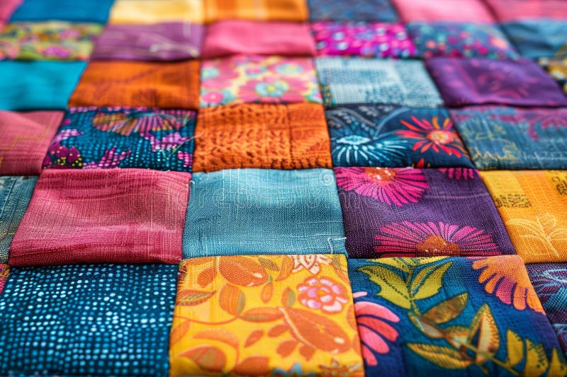 Colorful Quilt Patchwork, Colorful Fabric Patches Create a Delightful ...