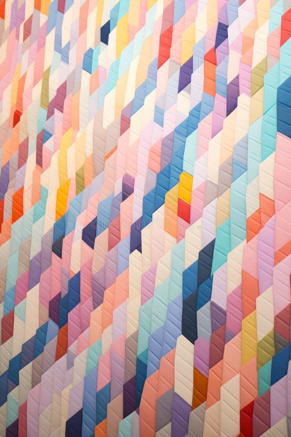 Colorful Quilt is Shown with Pattern of Squares and Rectangles ...