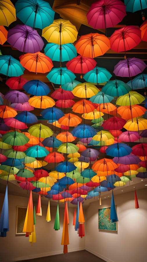 A Colorful and Quirky Image of Rainbow Umbrellas Hanging Upside Down ...