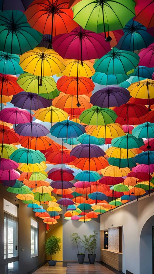 A Colorful and Quirky Image of Rainbow Umbrellas Hanging Upside Down ...