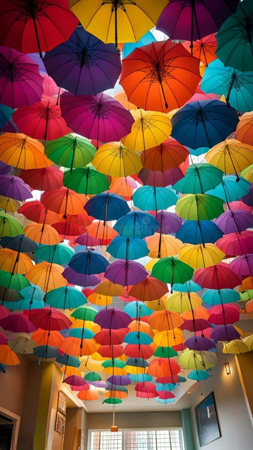 A Colorful and Quirky Image of Rainbow Umbrellas Hanging Upside Down ...
