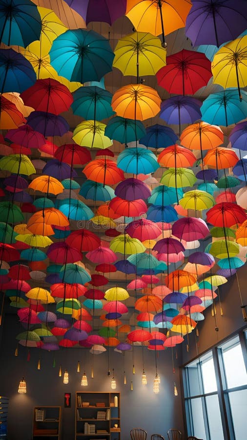 A Colorful and Quirky Image of Rainbow Umbrellas Hanging Upside Down ...