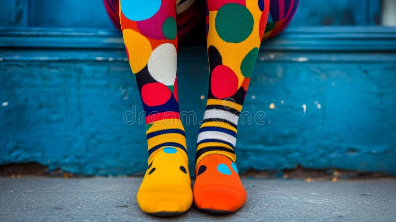 Colorful Quirky Knee High Socks with Bright Patterns Stock Illustration ...