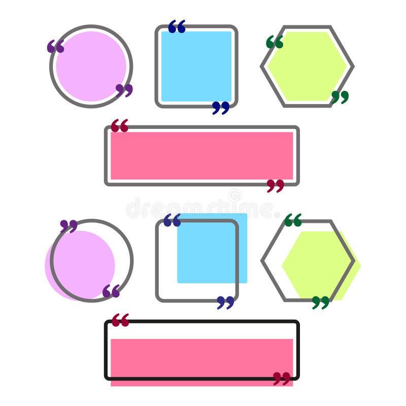 Colorful Quote Frames. Geometric Shapes Set. Speech Bubble Borders ...