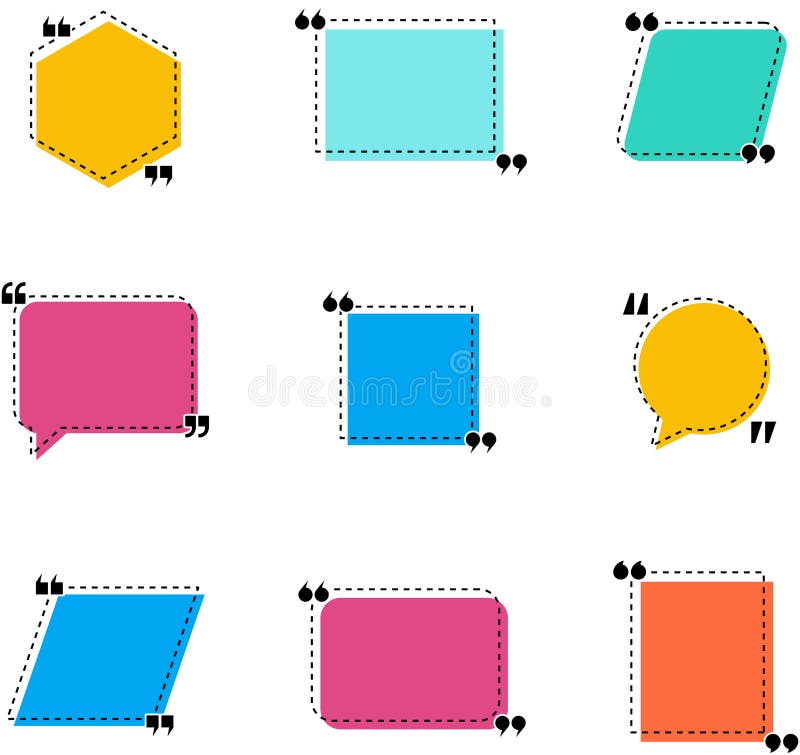 Colorful Quote Frames. Speech Bubbles with Quotation Marks. Blank Text ...