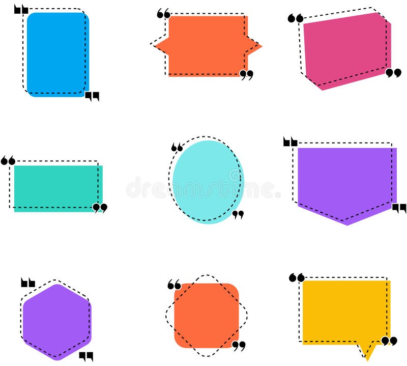 Colorful Quote Frames. Speech Bubbles with Quotation Marks. Blank Text ...