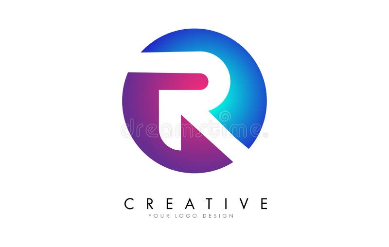 Colorful R Letter Logo Design with a Creative Cuts and Gradient Blue ...