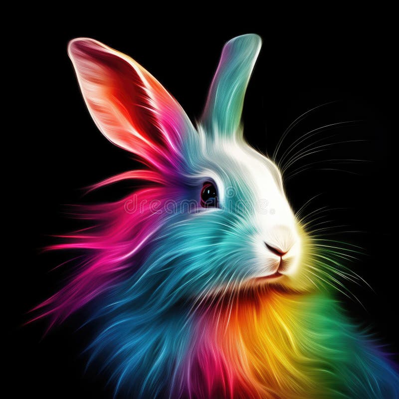 Colorful Rabbit Pop Art Cartoon Poster Graphic Stock Vector ...