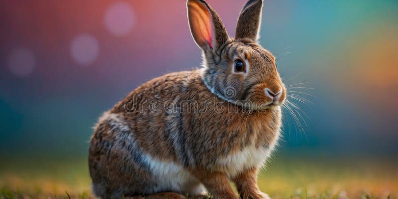 Colorful Rabbit is Standing in Front of a Colorful Background. Stock ...
