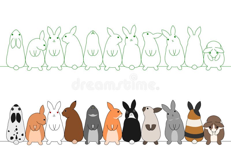 Colorful rabbits set stock vector. Illustration of colorful - 71066373