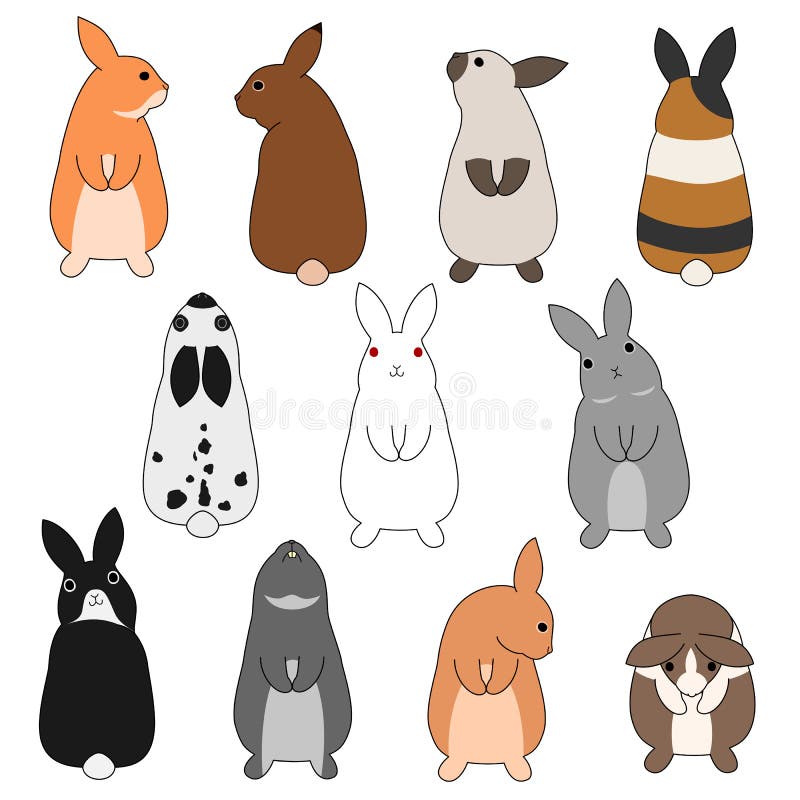 Colorful rabbits set stock vector. Illustration of colorful - 71066373