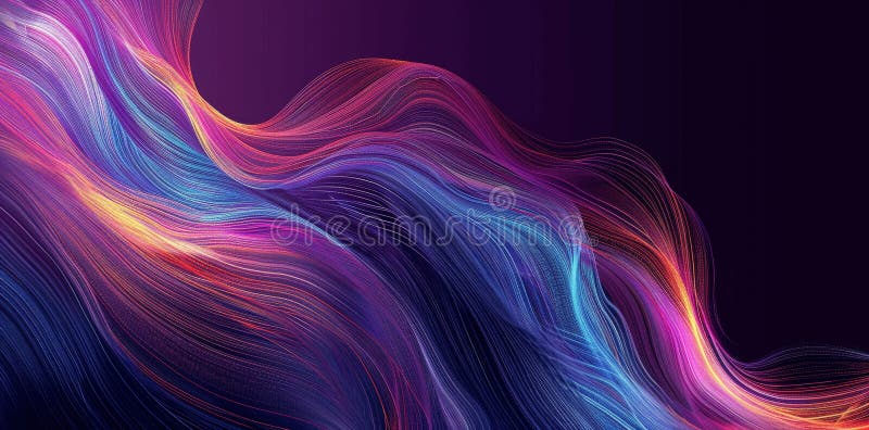 Colorful Radial Wave Lines Abstract Background on Dark Purple Stock ...