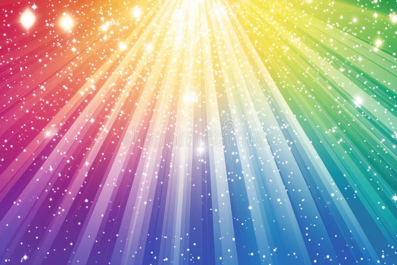 Colorful Radiant Light Beams with Sparkling Stars Stock Image - Image ...