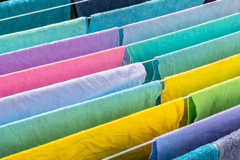 Colorful Rags Hung Up for Drying Stock Image - Image of rack, textile ...