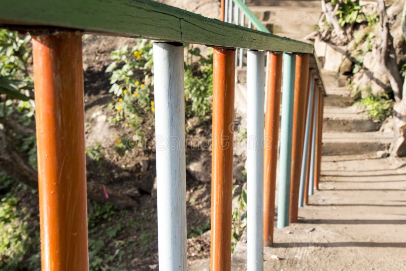 Colorful Rail on Hiking Trail Stock Image - Image of ladder, railing ...