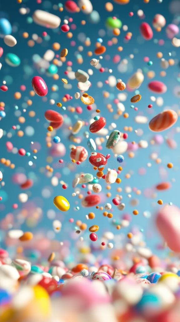 A Colorful Rain of Candy stock illustration. Illustration of indulgence - 362285573