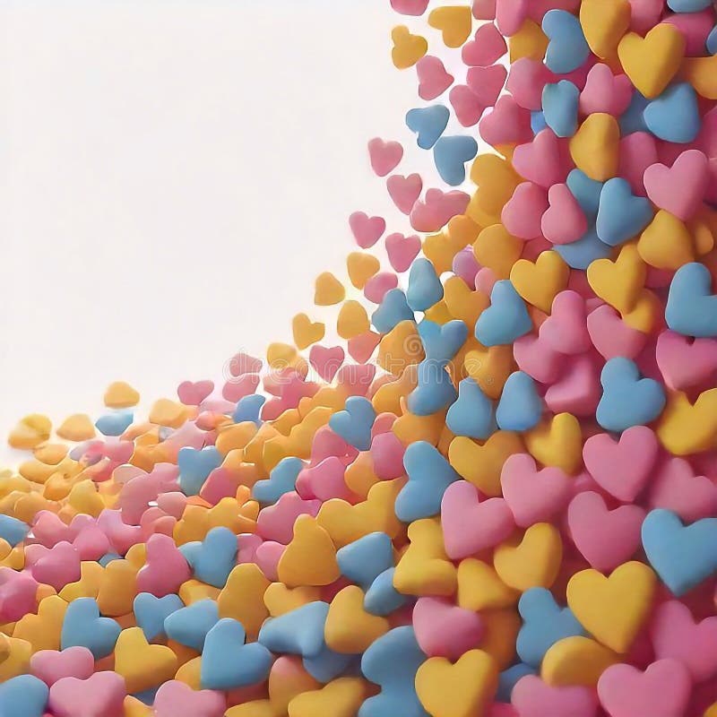 Colorful Rain of Candy Hearts on a White Background Stock Illustration ...