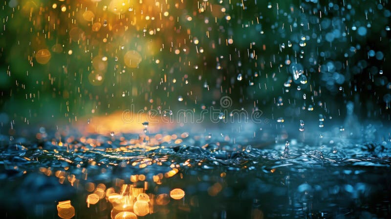 Colorful Rain Drops Falling Down on a Black Background Stock Image ...