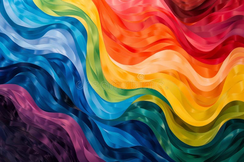 A Colorful Rainbow Background Filled with Wavy Lines in Bold ...