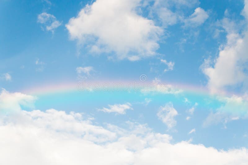 Colorful Rainbow on Blue Sky Background Stock Photo - Image of glowing ...