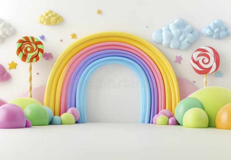 Colorful Rainbow Candy Land Scene Stock Illustration - Illustration of ...