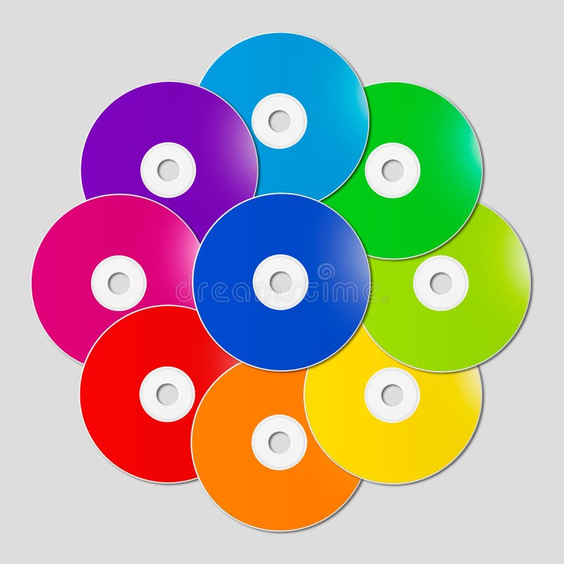 Colorful Rainbow CD - DVD Range on White Background Stock Photo - Image ...