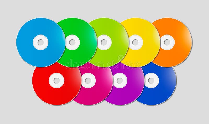 Colorful Rainbow CD - DVD Range on Grey Background Banner Stock Photo ...
