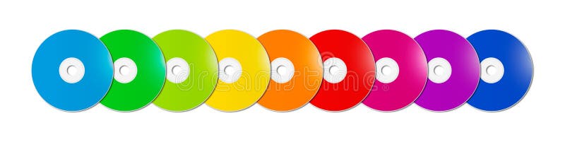Colorful Rainbow CD - DVD Range on Grey Background Banner Stock Photo ...