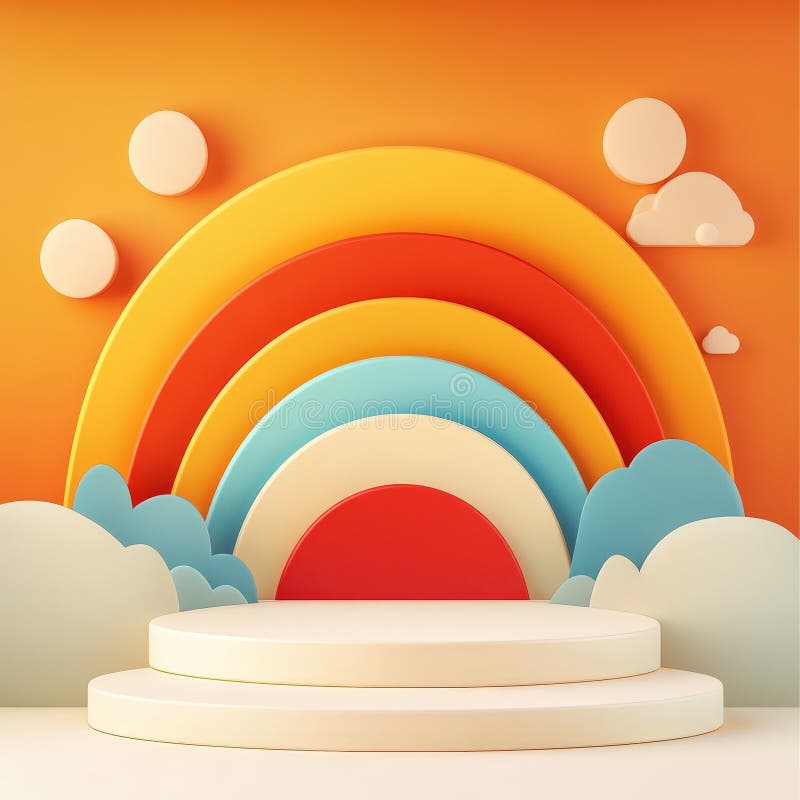 Colorful Rainbow and Clouds Display Stand for Product Presentation ...