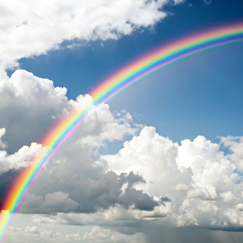 Colorful Rainbow with Clouds Isolated on Transparent Background Stock ...