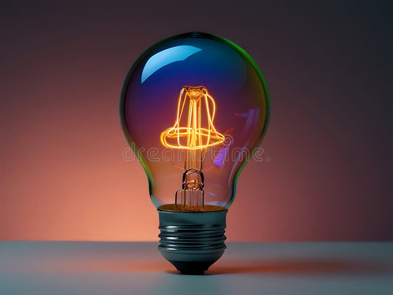 Colorful Rainbow Colored Light Bulb Lamp Inside Empty Dimmed Room ...