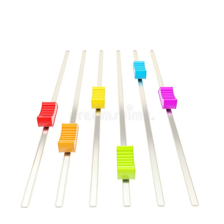 Colorful Rainbow Colored Sliders on Path Tracks Stock Illustration ...