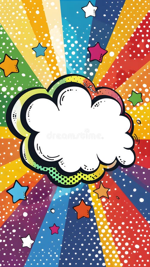 Colorful Rainbow Comic Book Speech Bubble with Stars Stock Illustration ...