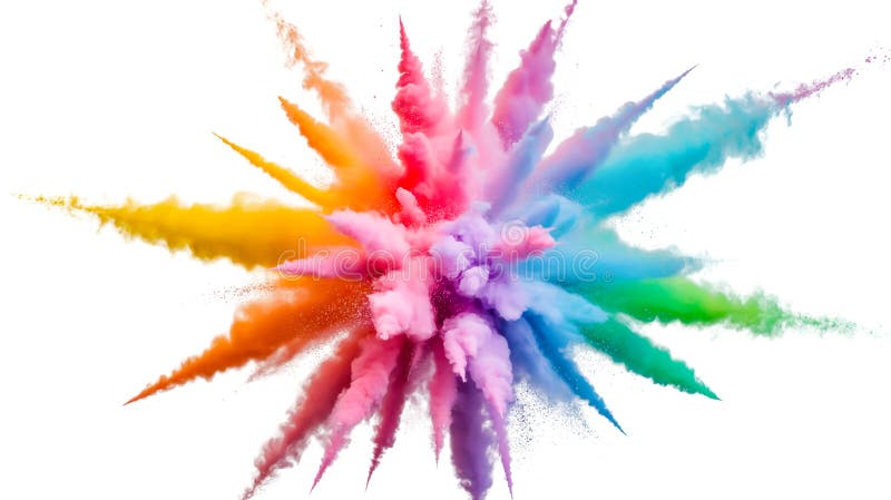 Colorful Rainbow Dust Powder Explosion Isolated on White Background ...