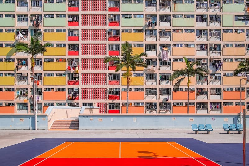The Colorful Rainbow Estate in Hong Kong Stock Photo - Image of ...