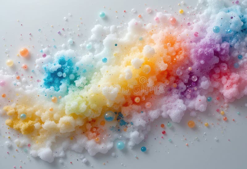 Colorful Rainbow Foam Cloud with Bubbles Abstract Texture on White ...