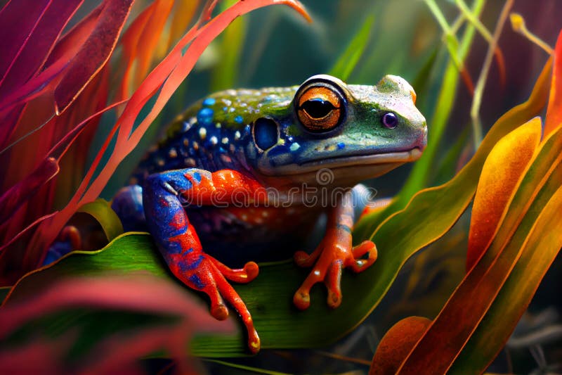 The Rainbow Frog is Here stock illustration. Illustration of colourful ...