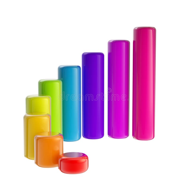 Colorful, Rainbow Glossy Bar Graph Stock Illustration - Illustration of ...