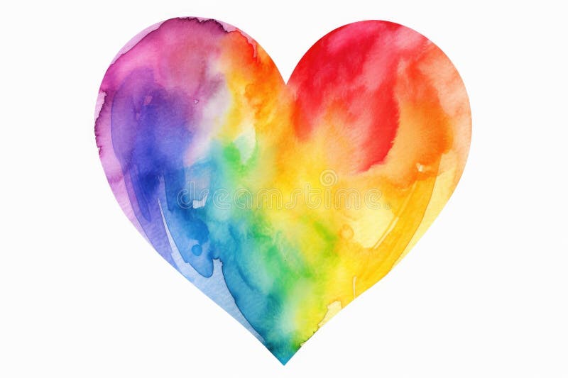 Colorful Rainbow Gradient Watercolor Heart. Stock Illustration ...