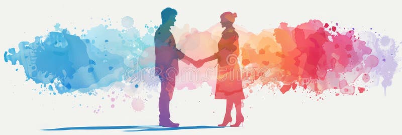 Colorful Rainbow and Grey Silhouettes Holding Hands in Unity on White ...