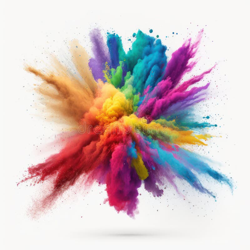 Colorful Rainbow Holi Paint Explosion Generative AI Stock Illustration ...