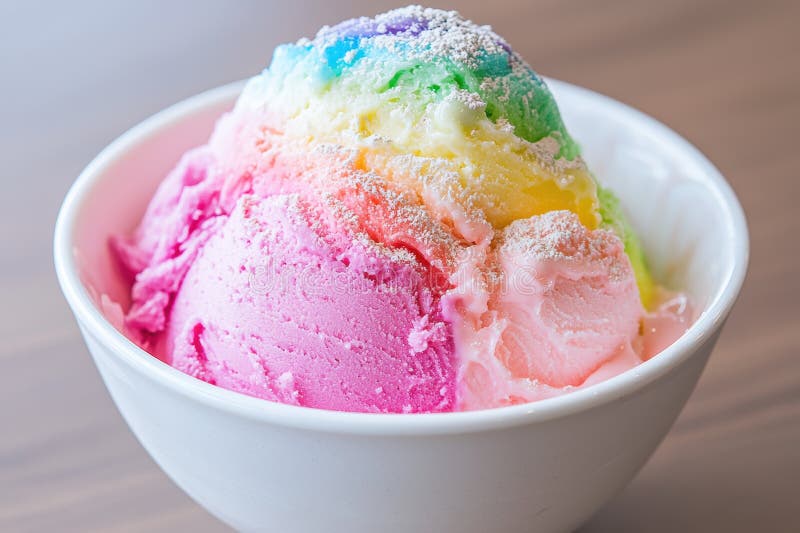 Colorful Rainbow Ice Cream in a Bowl Stock Illustration - Illustration ...